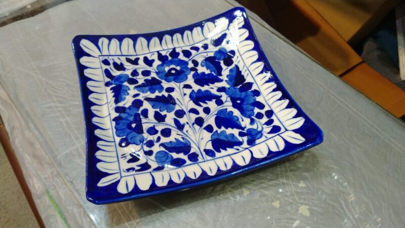 Square Plate Plate 8,10 & 12 Inch Blue Pottery Decoration -SUB63 ...